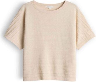 OPUS Strickpullover Strickshirt mit feiner Rippstruktur Verk&uuml;rzte L&auml;nge, lockerer Boxy Fit f&uuml;r l&auml;ssige Looks