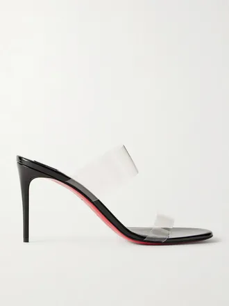 Christian Louboutin Just Nothing 85 Pvc And Patent-leather Mules - Black