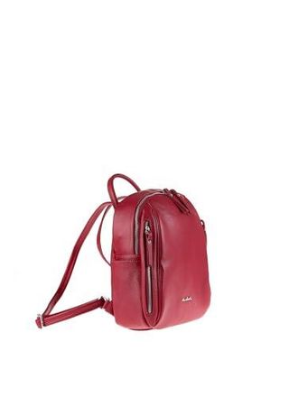 Pierre Cardin Sac à dos en cuir véritable pour femme Made in Italy 26 x 30 x 11 cm 1858, Rubis, One-size