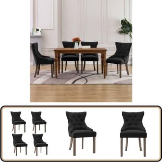 vidaXL Vidaxl - Esszimmerstühle 4 Stk. Schwarz Stoff - Esszimmerstühle - Schwarze Stühle - Holzstühle - Polstersessel - Set Von 4 Stühlen