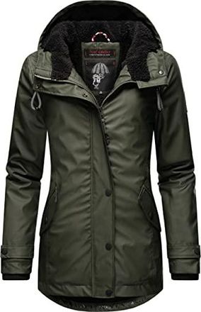 Navahoo Lindraa Veste dhiver courte imperm&eacute;able doubl&eacute;e chaude avec capuche pour femme Tailles XS &agrave; 3XL, Vert olive fonc&eacute;, M