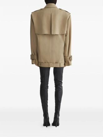 MUGLER Double-Breasted Rainwear Trench Coat - Beige