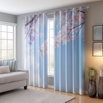 Generic Verdunkelungsvorh&auml;nge mit Anlage f&uuml;r Schlafzimmer Wohnzimmer, H160 x B70 cm (2er Pack) Rosa Kirschbl&uuml;ten Verdunkelungsvorh&auml;nge &Ouml;sen w&auml;rmeisoliert Raum