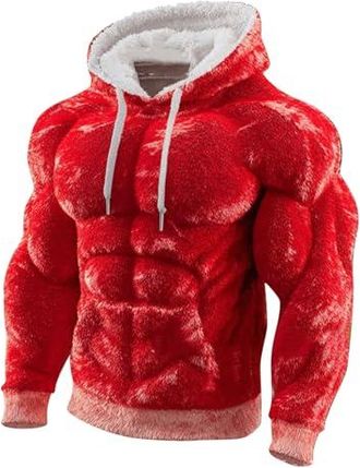 Generic Muscle 3D pour hommes Doublure chaude en peluche Sweat &agrave; capuche pour homme Pull &agrave; manches longues pour lhiver Pour se d&eacute;tendre Veste de surv&ecirc;tement S