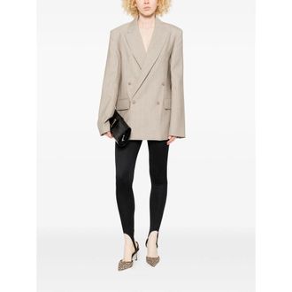 Frankie Shop Womens Double-Breasted Newark Blazer Beige Virgin Wool Neutrals Blazers Jacket
