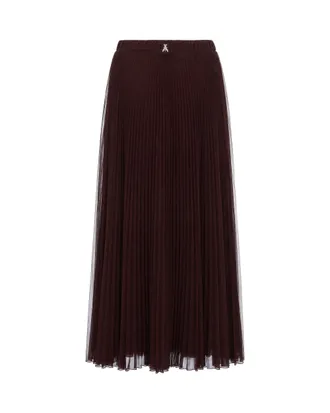 Patrizia Pepe Womens Pleated Maxi Skirt Wood Brown Main Fabric: Polyester