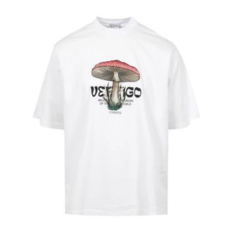 Marcelo Burlon Vertigo Mushroom Print Wei&szlig;es T-Shirt - - Tops - Herren - Wei&szlig; - XS