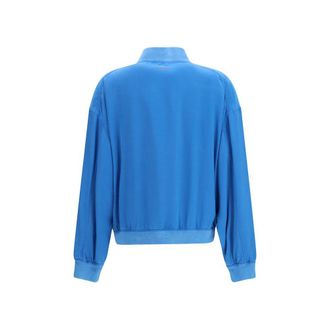Versace Womens Blue Silk Bomber Clothing