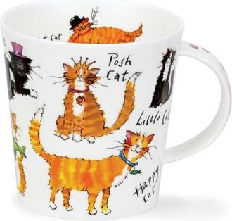 Dunoon Tasse en porcelaine anglaise en forme de cairngorm, 0,48 l, passe au micro-ondes, passe au lave-vaisselle, motif chat