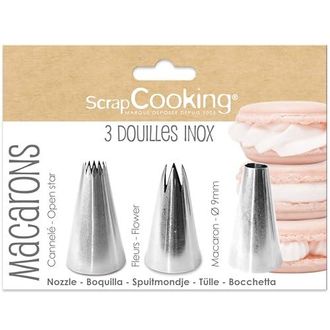 ScrapCooking 3 Douilles P&acirc;tisserie pour Macarons - Douilles en Inox Qualit&eacute; Professionnelle - Embouts Poches &agrave; Douille - D&eacute;coration G&acirc;teau Dessert - 1832