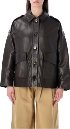 Sessun Femme, Vestes, Brun, Taille: 38 FR Harruboyd Leather Jacket