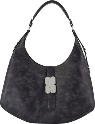 Ganni Vintage Leder Schultertasche - Grau - - Bags - Damen - Schwarzk - ONE SIZE