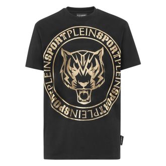 Plein Sport Homme, Tops, Noir, Taille: XS T-Shirt Col Rond Tiger