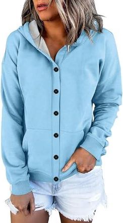 Generic Sweat à capuche avec poches pour femme - Sweatshirts longs pour plus femmes UK - Sweatshirts unis sans capuche - Vêtements de sport - Automne - Hiver 