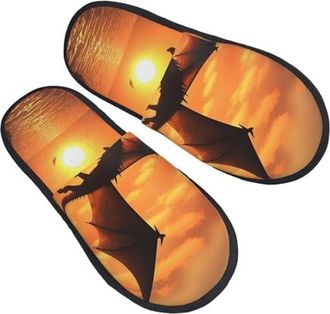 Generic Pantoufles Dragon Volant Au Coucher Du Soleil Sur La Mer Portative Chaussons Antidérapantes Pantoufles En Coton Pour DIntérieur Unisex Outdoor M