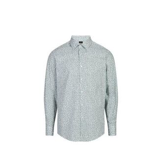 HUGO BOSS Chemise manches longues &agrave; fleurs en coton m&eacute;lang&eacute;