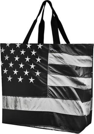 Generic Drapeau Am&eacute;ricain Noir Et Blanc Sac A Main Femmes Imperm&eacute;able Sacs R&eacute;utilisable Sac Fourre Tout Pour Voyage Travail Shopping