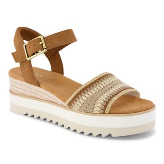 Toms Diana Wedge Leder Damensandalen Dunkelbeige