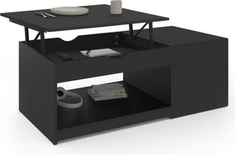 IDMarket Couchtisch Klapptisch ELEA mit Holzkasten schwarz