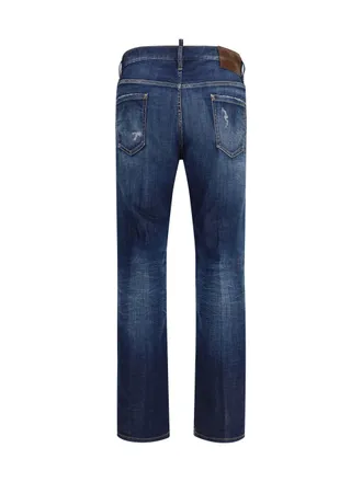 Dsquared2 Mens 642 Jeans Navy Blue Cotton; Elastane