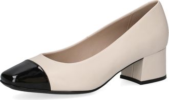 Caprice Damen Pumps Kleiner Absatz Elegant, Mehrfarbig (Offwhite/Black), 36 EU