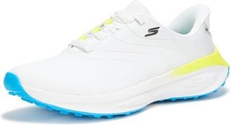 Skechers GO Chaussures de Golf synth&eacute;tiques &agrave; Lacets pour Homme, Blanc/Bleu/Jaune, Pointure 40