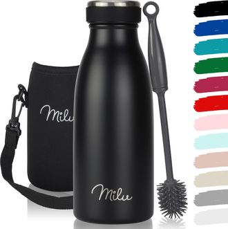 Milu Edelstahl Trinkflasche 350ml, 500ml, 750ml, 1L, 1,5L - Thermosflasche für Kinder Erwachsene auslaufsicher Isolierflasche Kohlensäure geeignet- inkl. R