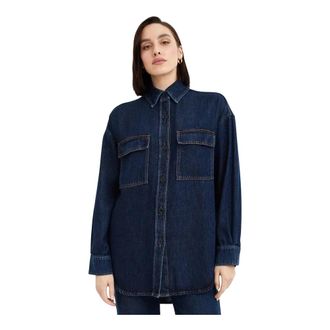 P.A.R.O.S.H. Marine Oversized Denim Jacke - - Jackets - Damen - Blau - S
