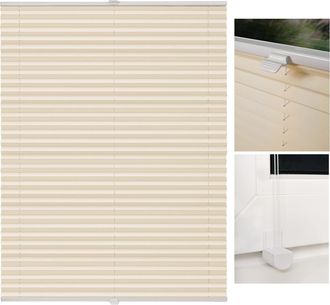 Metablo Plissee nach Ma&szlig; Klemmfix-Plissee ohne Bohren Blickdicht Lichtdurchl&auml;ssig inklusive Klemmtr&auml;ger Plisseerollo f&uuml;r Fenster und T&uuml;r Sichtschutz Hellapric