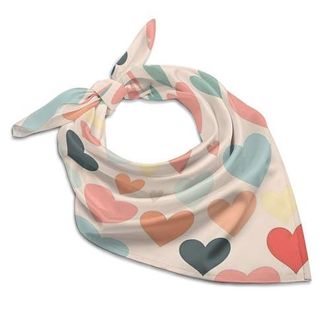 Generic Écharpe carrée en soie colorée en forme de coeur - Écharpe légère pour la Saint-Valentin - Écharpe respirante pour cheveux - Cadeau pour femme et homm