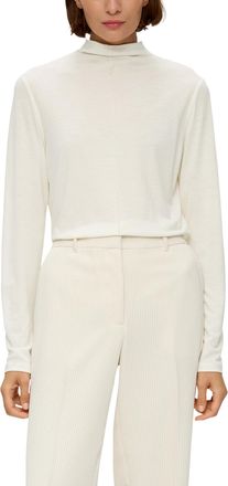 s.Oliver Black Label Damen Langarmshirt mit Stehkragen White 46