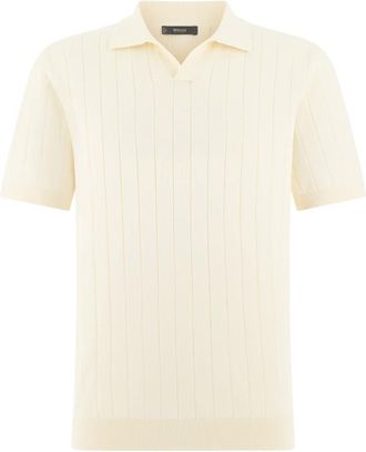 Boggi Milano Homme, Pulls, Beige, Taille: XL Polo en maille de coton et soie