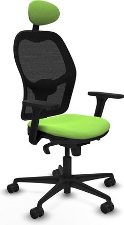 Piqueras y Crespo Jorquera Arbeitsstuhl mit 3D-Armen, h&ouml;henverstellbarer Lendenwirbelst&uuml;tze und festem Kopfteil, ausgestattet mit 5 Positionen, Schwarz/Pistazie