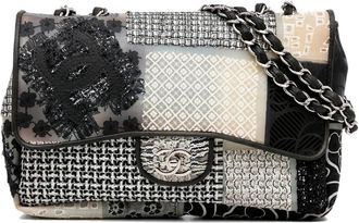 Chanel Hobo Bags - Jumbo PVC and Tweed Patchwork Single Flap - Gr. unisize - in Wei&szlig; - f&uuml;r Damen