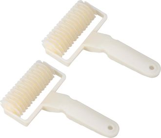 Aboofan 2 St&uuml;ck Backwerkzeug Gitterwalze aus Kunststoff f&uuml;r Pizza Teig und Kuchen Geb&auml;ckschneider mit Musterroller Beige Professionelles K&uuml;chenutensil