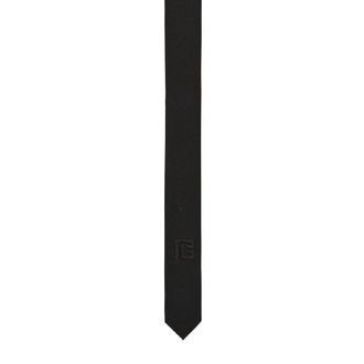 Balmain Schmale Wollkrawatte mit PB-Stickerei - - Accessories - Herren - Schwarzk - ONE SIZE