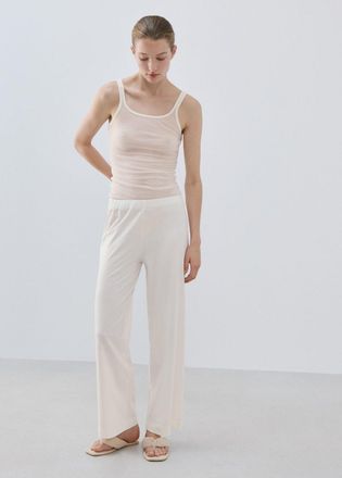 Mango Pantalon coton l&eacute;ger ivoire - Femme - S - MANGO