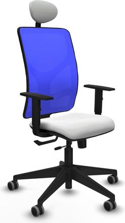 Piqueras y Crespo B&uuml;rostuhl, Kopfst&uuml;tze mit 1D-Armen, h&ouml;henverstellbare Lendenwirbelst&uuml;tze und festes Kopfteil, ausgestattet mit Syncro/Traslack und Schneideschaum, Bla