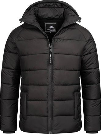 Arctic Seven Herren Winterjacke (S-3XL) - Wind- & Wasserabweisend, abnehmbare Kapuze, 4 Taschen, Steppjacke, Warme Jacke Männer - AS-420 (3XL, Schwarz)