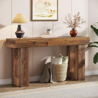 Tribesigns Tribesigns Rechteckige 160 cm Lange Konsole, Couchtisch f&uuml;r hinter die Couch im Eingangsbereich, Flur, Wohnzimmer (Gemischtes Braun)