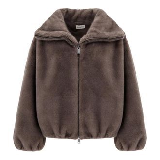 P.A.R.O.S.H. Kurze Kunstpelzjacke - - Jackets - Damen - Braun - S