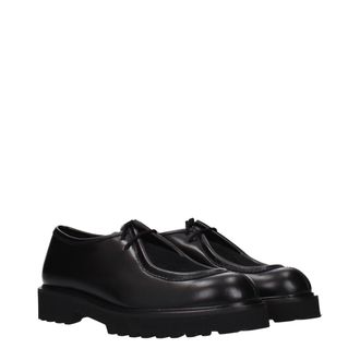 Max Mara Womens Black Leather Oxfords And Derbies Shoe