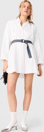 Maje Hemdblusenkleid Mit Kontrastg&uuml;rtel - Wei&szlig; - Maje