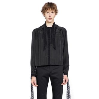 Ann Demeulemeester Aesir Cropped Shirt in Silk Habotai