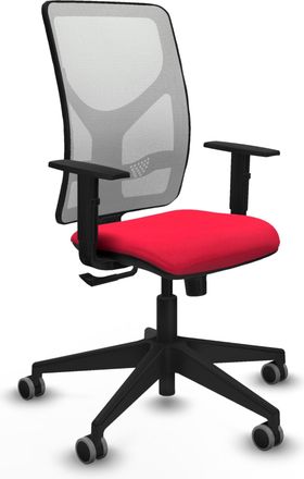 Piqueras y Crespo Roter Schreibtischstuhl mit 1D-Armlehnen, h&ouml;henverstellbare Lendenwirbelst&uuml;tze, ausgestattet mit 3 Positionen und Schneidschaum, mit Rollen von 65 mm,