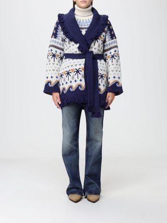 Alanui Jacquard-Cardigan aus Schurwolle mit Schalkragen, Fransen und G&uuml;rtel