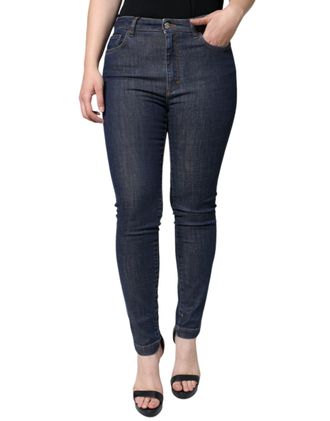 Dolce & Gabbana Womens Dark Blue Queen Cotton Skinny Denim Jeans Elastane Clothing