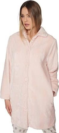 Admas Peignoir classique &agrave; manches longues avec logo doux pour femme, rose, XL