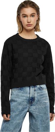 Urban Classics Damen Sweatshirt Ladies Check Knit Sweater Black 3XL