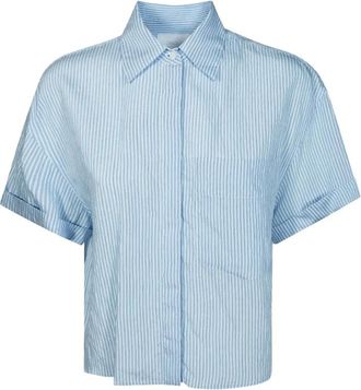 Dondup Femme, Blouses et Chemises, Bleu, Taille: 36 FR Camicia in Riga Fluida